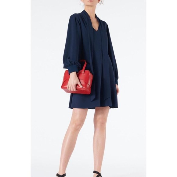 Tibi | Dresses | Tibi Navy Savanna Crepe Gibson Tie Mini Dress | Poshmark